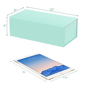MONDEPAC Gift Box 12" x 6" x 4" with Magnetic Closure Lid Gift Box for Presents,Bridesmaid Gifts Box, Magnetic Gift Box for Gifts,Birthday Gift Box,Magnetic Gift Box for Wrapping Gifts (Tiffany)