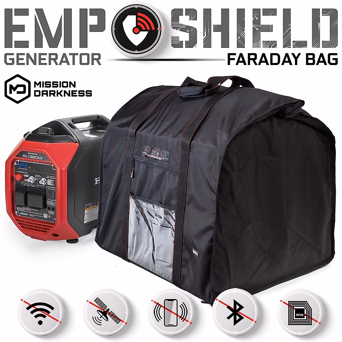 Mission Darkness EMP Protection Faraday Bag Collection Includes Military-Grade XL Faraday Bags for Generators and Solar Panels // RF Shielding, EMP/CME Protection, Preparedness, Security