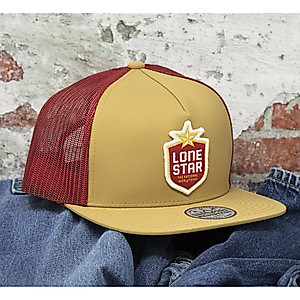 HOOEY Lone Star Beer Patch Adjustable Snapback Hat (Tan/Red)