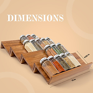 Kitchen Spice Drawer Organizer made with Acacia Wood, Space Saving 4 Tier Spice Drawer Inserts 13" Wide - Fits 4.5" Deep Cabinet Drawers, Can use as Countertop display, Wooden Spice Racks by MesiKit…