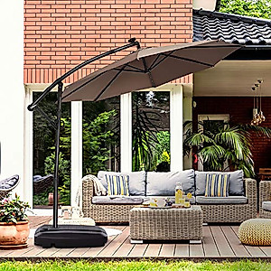 Tangkula Wheeled Weight Base, for Universal Patio Cantilever Offset Umbrella, 210 lbs Sand and 132 lbs Water Refillable Design, Mobile Umbrella Stand with Grooves and Pre-Install Cross Base (Black)