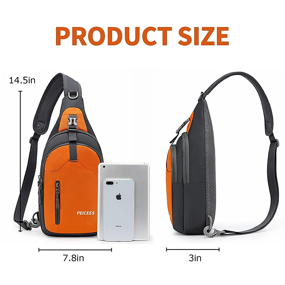 Peicees Sling Bag Backpack for Women Mens Crossbody Bag Lightweight Unisex Shoulder Chest Daypack Hiking Backpack for Outdoor