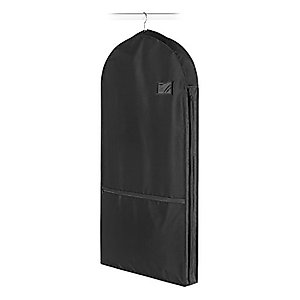 Whitmor Zippered Garment Bag with Pocket, Black