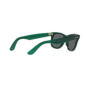 Ray-Ban RB2140 Original Wayfarer ColoRBlock Square Sunglasses, Transparent Green/Dark Grey, 50 mm