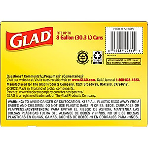 Glad Medium Drawstring Trash Bags, 8 Gallon, White, Fragrance Free, 80 Count, Pack May Vary