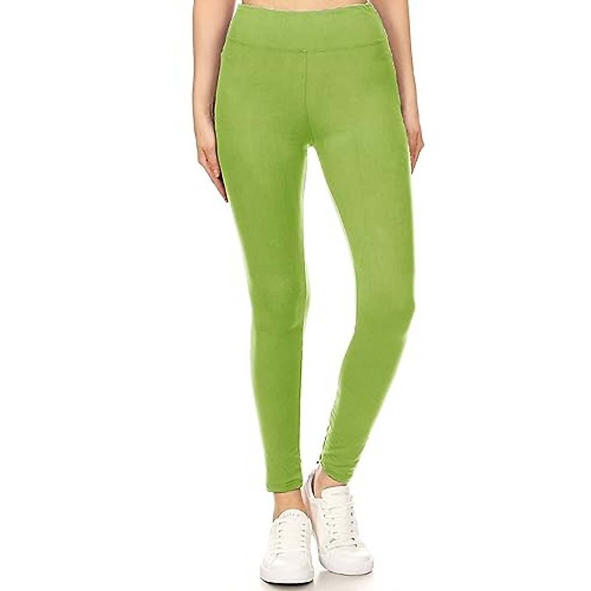 Leggings Depot Yoga Solid Leggings, Lime, One Size