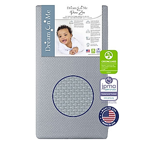 Dream On Me 2 in 1 Infant Crib and Toddler Bed Mattress | Greenguard Gold and JPMA Certified Crib Mattress | Copper-Infused Toddler Layer | Removable Zipper Cover | Pure Zen White and Grey