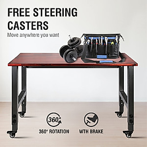 Olympia Tools 48in Adjustable Height Workbench, w/ 14 Levels of Height Adjustment & Heavy Duty Mobile Work Bench for Garage Home Office