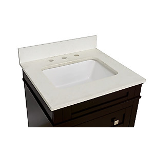 Eleanor 24-inch Bathroom Vanity (Quartz/Chocolate): Includes Chocolate Cabinet with Stunning Quartz Countertop and White Ceramic Sink