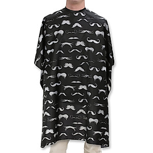 Hair Cutting Cape For Professional Barbers, Salons, and At Home Stylists Black with Gray Mustache With Adjustable Neck Hair Stylist and Barber Accessories for Men, Black with Gray