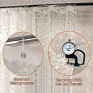 VENICE COLLECTIONS Shower Curtain Liner 3D Semi Transparent Heavy 8G Thick PEVA Waterproof Plastic Metal Grommets and Weighted Magnets 70 x 72 inches with Hooks Pebble Clear