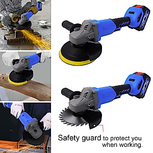 21V Cordless Angle Grinder Kit, 4-1/2'' Blade,10000 RPM Brushless Motor Electric Angle Grinder w/ 2-Position Handle, 3.0Ah Battery Grinder & Quick- Charger, for Cutting, Polishing