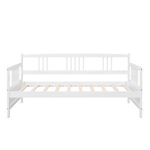 BIADNBZ Twin Size Day Bed with Trundle, Wooden Daybed Frame, for Bedroom Guest Room Office, White