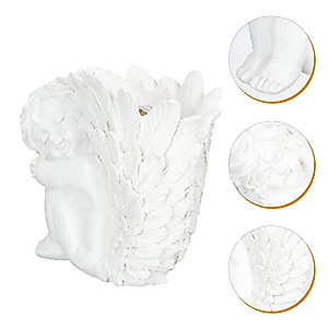 YARDWE Angel Figurine Pen Holder Succulent Planter Pot Angel Head Face Planter Pot Cement Cactus Flower Holder Bonsai Container for Indoor Garden Plants