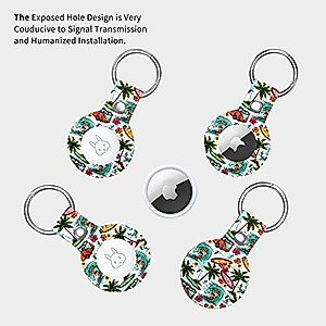 Hawaiian Surfer Retro Palm Trees Flowers Leather AirTag Case Compatible with Apple AirTag, 1-Pack Keychain Anti-Scratch Protective Skin Cover for Dogs Keys Backpack (2021)