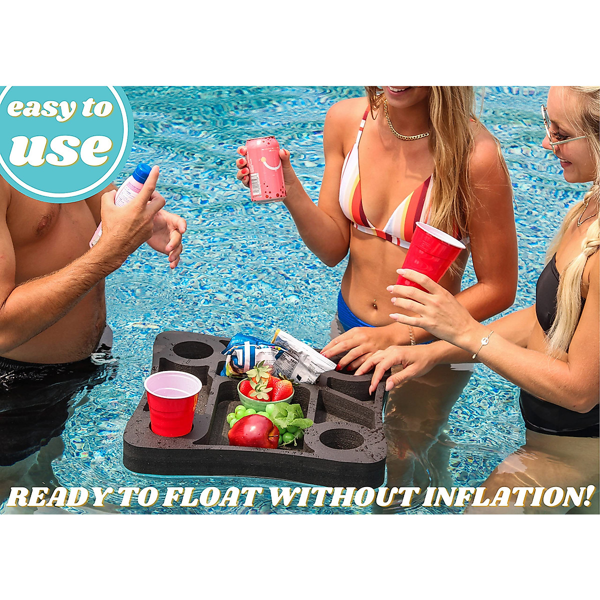 Polar Whale Floating Drink Holder Refreshment Table Tray for Pool Beach Party Float Lounge Durable Foam 17.5 Inches Large 10 Compartments UV Resistant