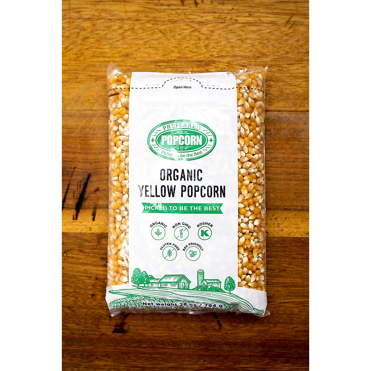 Preferred Popcorn Organic Popcorn, 28 Ounce bag, Pack of 4, 30 Servings Per Bag