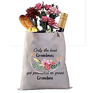 Grandma Canvas Tote Bag New Grandma Announcement Gifts Grandma Shoulder Bag Only The Best Grandmas Get Promoted to Great Grandma Shopping Bag
