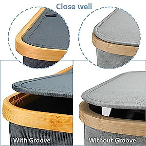 Graciadeco 170L Double Laundry Basket with Lid Foldable Extra Large 2 compartment Laundry Hamper with Handles Dirty Clothes 2 section Hamper for Laundry Bamboo Bathroom Bin Bedroom Closet, Grey