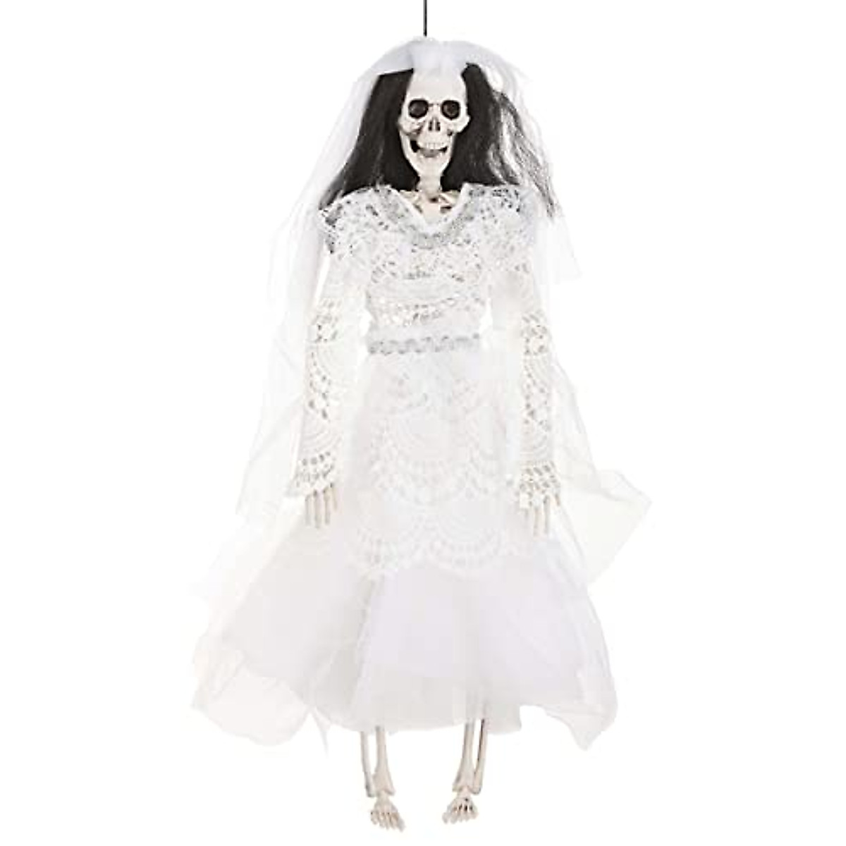 Fun Costumes 16" Skeleton Bride Dress Posable Decoration Ornament, Haunted House Party Halloween Display