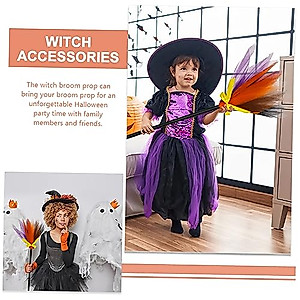 HONMEET Witch Supplies Halloween Prop Broom Plastic Flying Broomstick Mesh Witch Broom Props