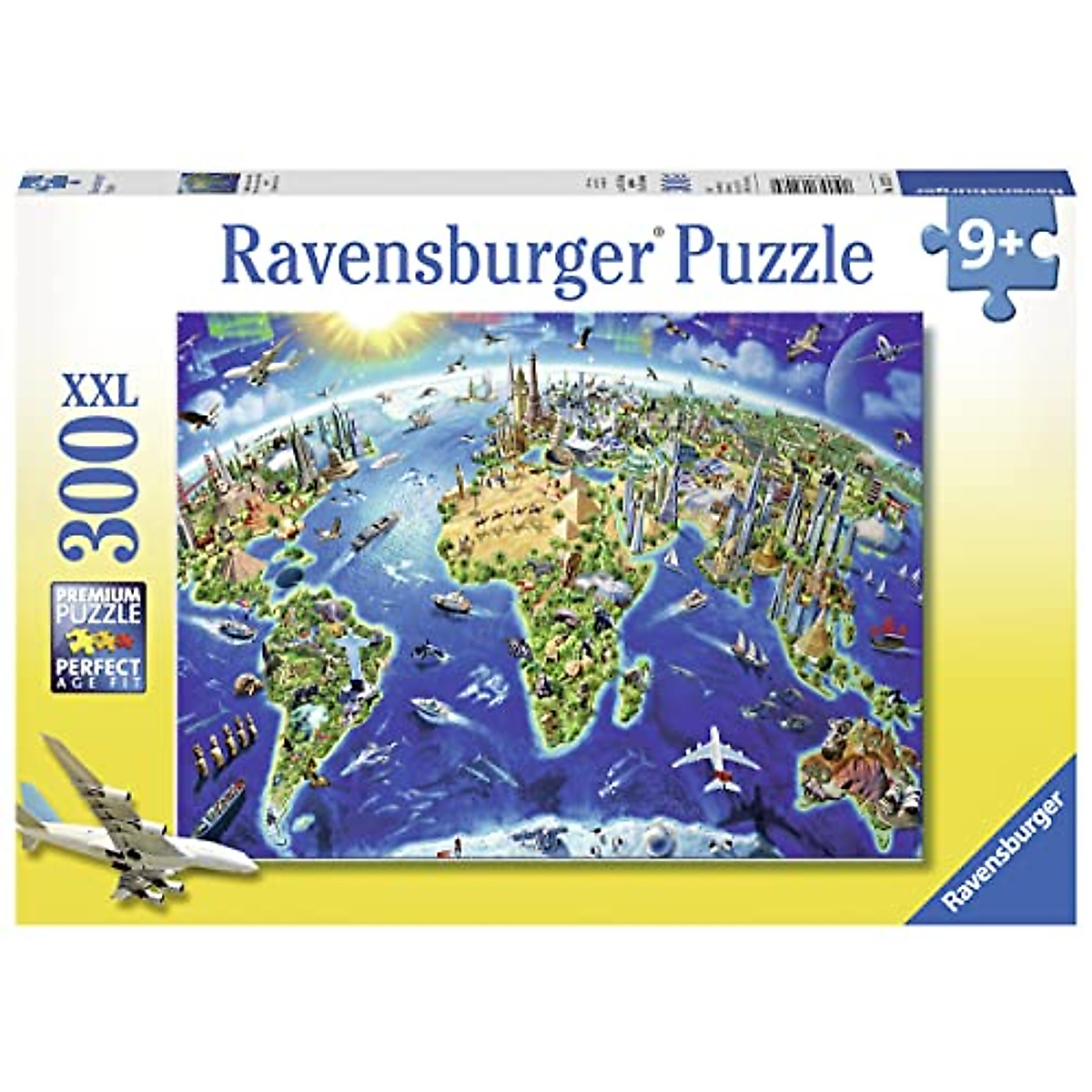 Ravensburger World Landmarks Map | 300-Piece Educational Jigsaw Puzzle for Kids | Unique Pieces | FSC Certified Materials