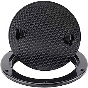 YaeMarine 2-Pack 4", 6", 7" Boat Deck Cover Marine Inspection Hatch Deck Plate Access & Lid Round Non-Slip RV Black (6")
