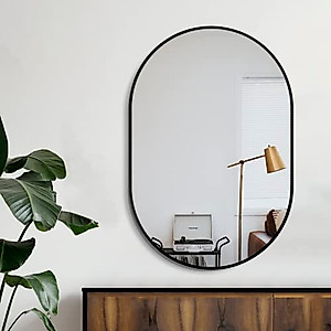 Bathroom Mirror for Wall,36''x24'',Black Oval Mirror for Bedroom Entryway Bathroom, Metal Framed Vanity Mirror(36''x24'',Black)
