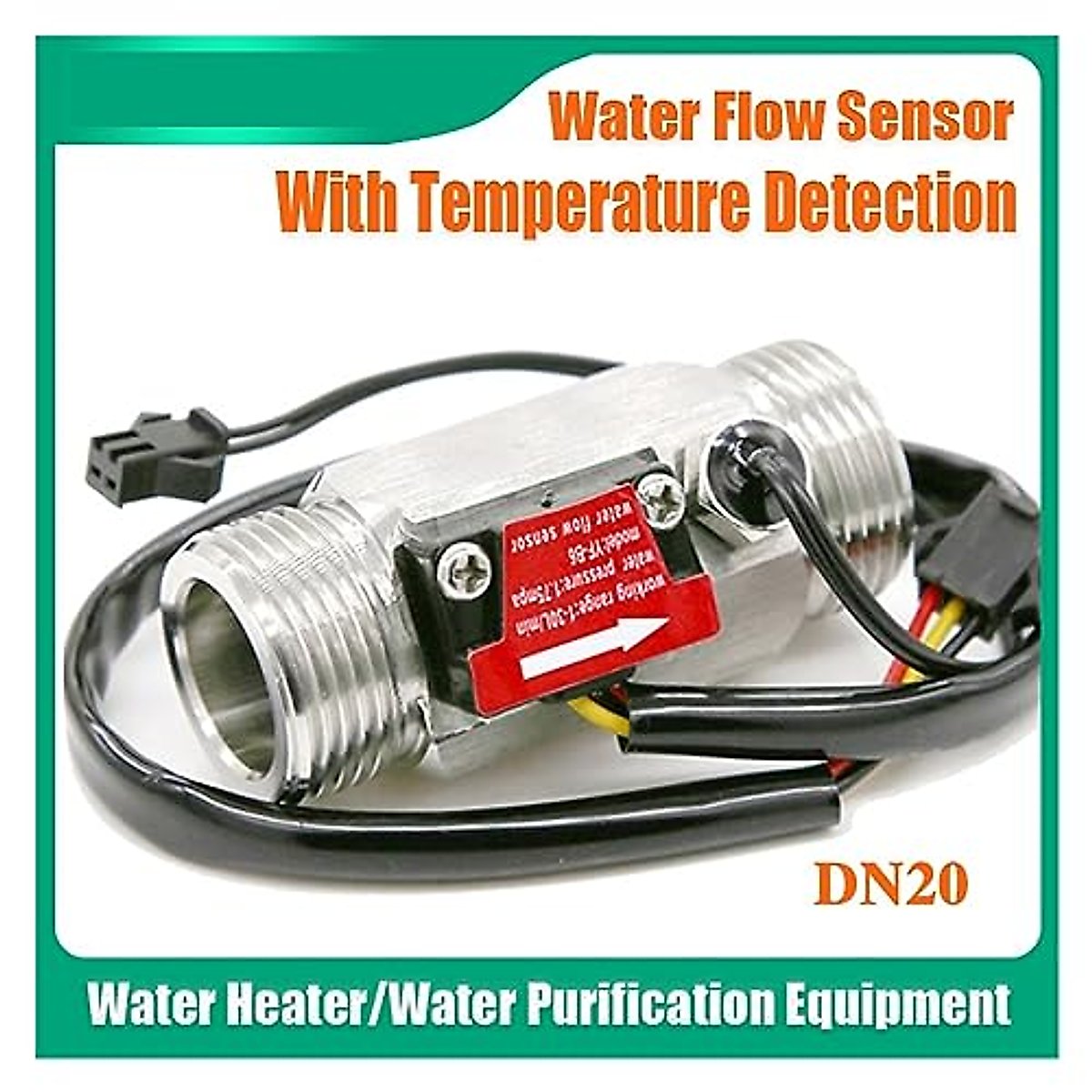 XAXAX Water Flow Meter, Water Flow Sensor Hall Stainless Steel Meter with 6-Point External Ribbon Temperature Detection G3/4 Interface B6,Gallon, QTS, PTS, L, m³