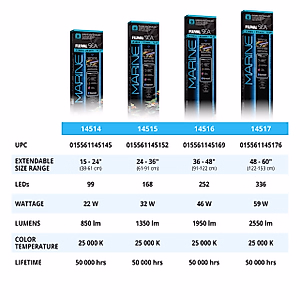 Fluval Sea Marine 3.0 LED Aquarium Lighting for Coral Growth, 59 Watts, 48-60 Inches