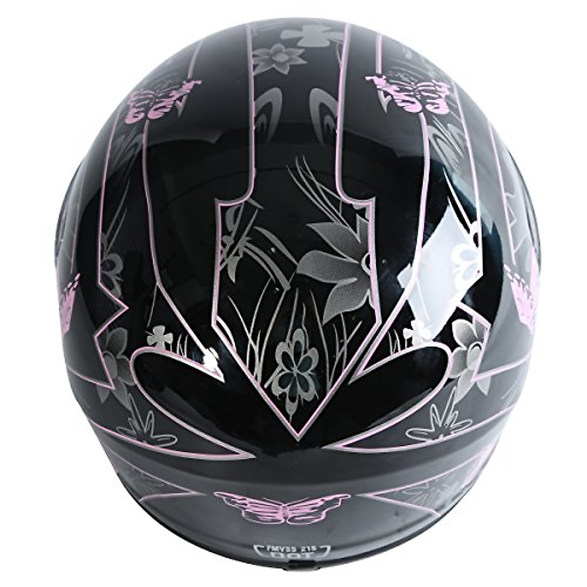 TCT-MOTORPARTS Motorcycle Motocross Flip Up Helmet Full Face DOT Helmet Pink Black Butterfly Full Face Street Sport for Women Men (Small)