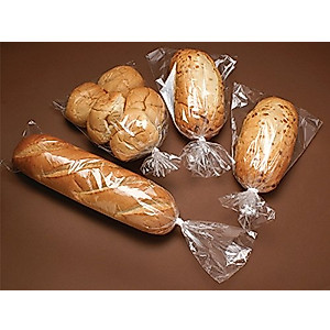 Bread Bags - 6x3x15" Gusset Style Poly Bags - Pack of 100 with 100 Free Bread Ties, keep Food Fresh (100)