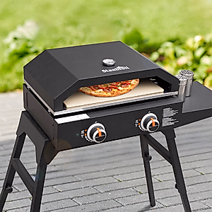 Stanbroil Outdoor Pizza Oven Pizza Maker for Blackstone 22", 28" Tabletop Griddles Cooking Station, Blackstone Flat Top Gas Grill Accessories with Temperature Gauge, 17.3 in. x 12 in. Pizza Stone
