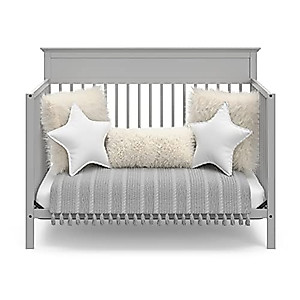 Storkcraft Carmel 5-in-1 Convertible Crib (Pebble Gray) - Converts from Baby Crib to Toddler Bed, Daybed and Full-Size Bed, Fits Standard Full-Size Crib Mattress, Adjustable Mattress Support Base