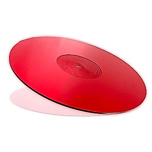 Mobile Pro Shop Acrylic Turntable Mat - Acrylic Slipmat for Vinyl LP Record Players - Improves Sound Quality & Provides Tighter Bass - Anti Static Platter mat (Red_lit)
