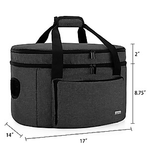 LUXJA Double Layers Slow Cooker Bag (with a Bottom Pad), Insulated Slow Cooker Carrier Fits for Most 6-8 Quart Oval Slow Cooker, Black (Bag Only)