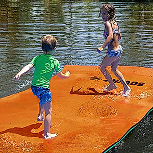 SOWKT 18 x 6 Feet Lily Pad Extra Large Floating Mat for Lake and Boating - Giant Floating Water Pad (Orange/Black/Green)