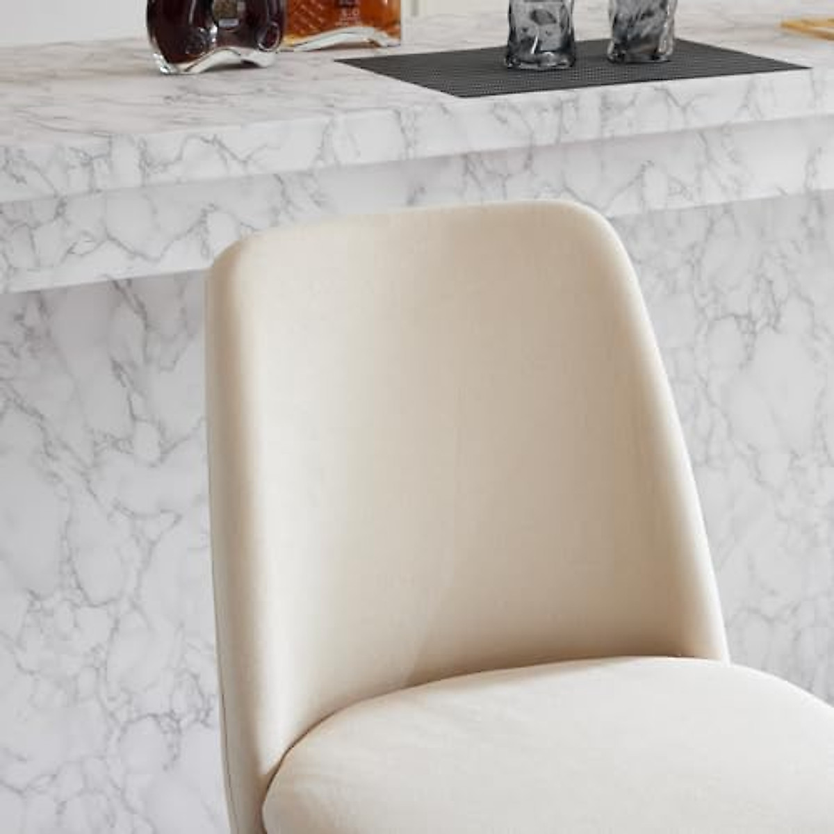 DRAGON GATE 26'' Counter Height Bar Stools Set of 2, Modern Upholstered Counter Stools with Seat Cushion & Metal Legs for Dining Room Kitchen Counter Island, Home Bar (Beige)