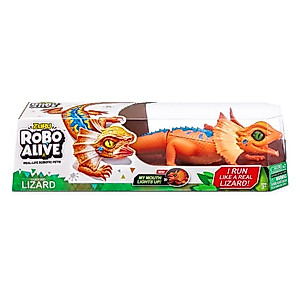 Robo Alive Lurking Lizard Series 3 Orange by ZURU Battery-Powered Robotic Light Up Interactive Electronic Reptile Toy That Moves (Orange)
