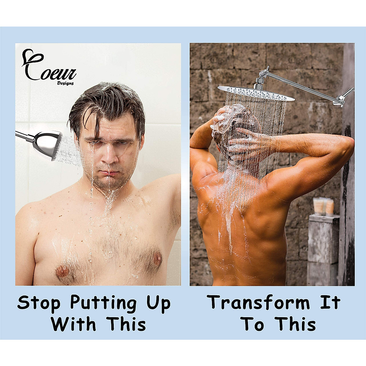 Coeur Designs 16-Inch Extra Long Shower Extension Arm. Solid Brass. Height/Angle Adjustable With a Unique Locking Gear for a Perfect Position Every time. Holds All Showerhead Sizes!!