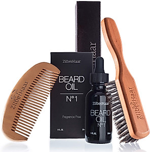ZilberHaar Beard Oil + Beard Brush + Beard Comb bundle