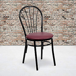 Flash Furniture HERCULES Series Fan Back Metal Chair - Burgundy Vinyl Seat
