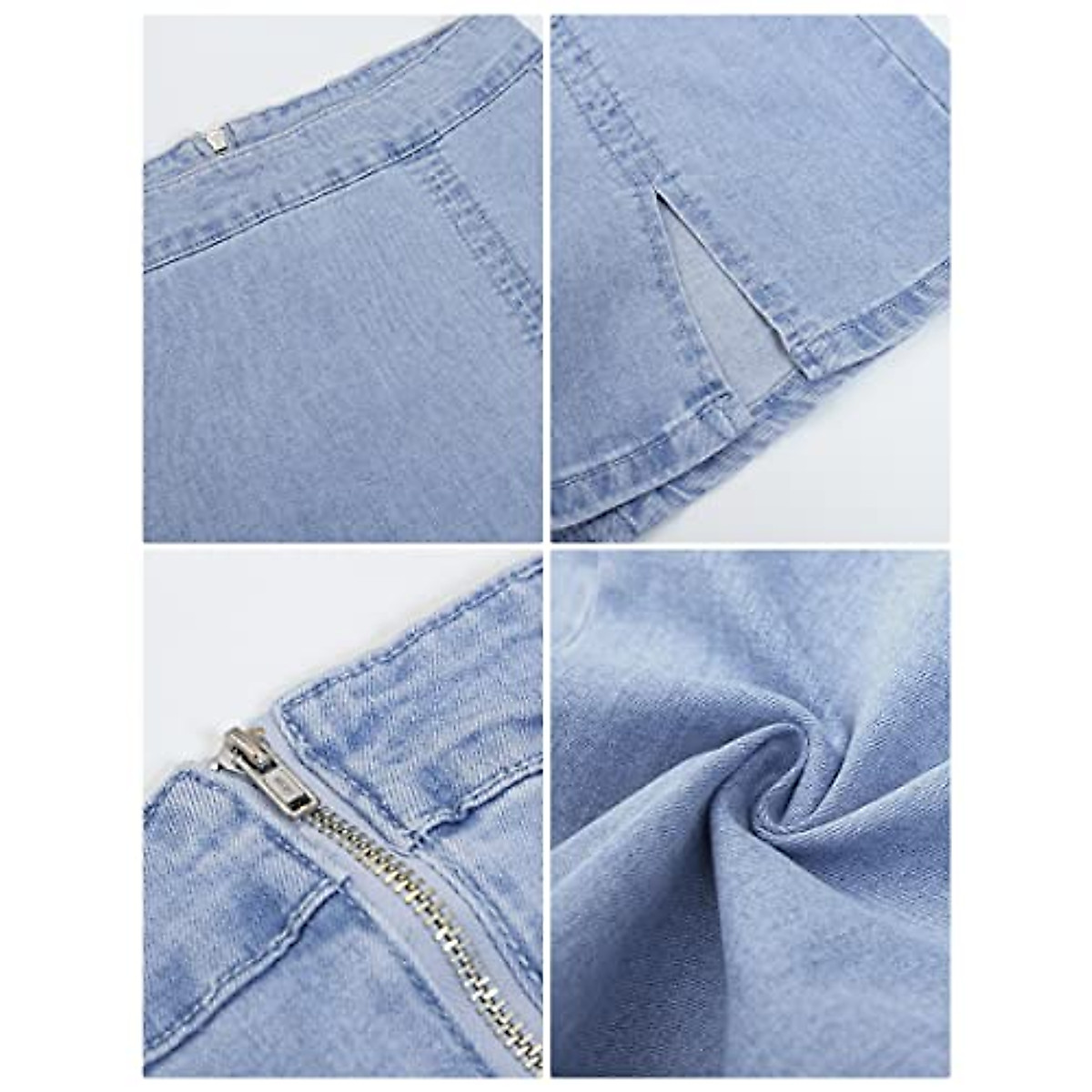 luvamia Jean Skirt for Women With Slit High Waisted Bodycon Stretch Pencil Mini Short Denim Skirts High Waisted Skirts for Women Skirt With Slit Denim Skirt Women Azure Mood Size Large Size 12 Size 14