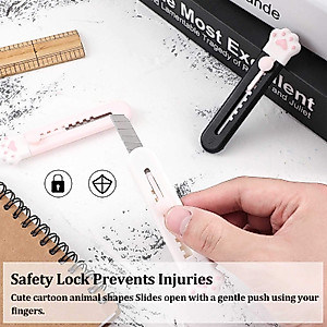 6 Pcs Cute Box Cutter Utility Retractable Knives Retractable Knives Cartoon Cat Lovely Paw Box Cutter Pointed Cute Cardboard Cutter Razor Knife Cutter for Office Envelope Opener DIY Crafts