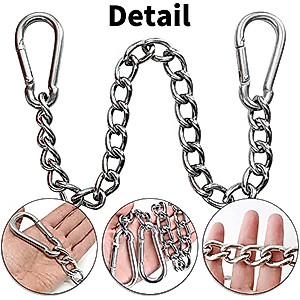 Rovepic Chair Chain Kit with Carabiners Adjustable Heavy Duty Hanging Hook Stainless Steel Hanging Accessories 360° Swivel for Indoor Outdoor Playground Garden Balcony Hammock Punching Bags Swing