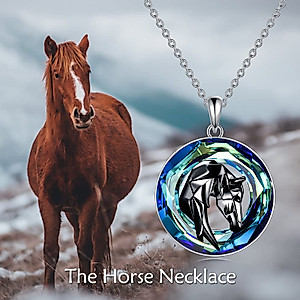 ONEFINITY Horse Necklace Sterling Silver Origami Horse Pendant Necklace With Crystal Christmas Day Gifts for Women Wife Girlfriend