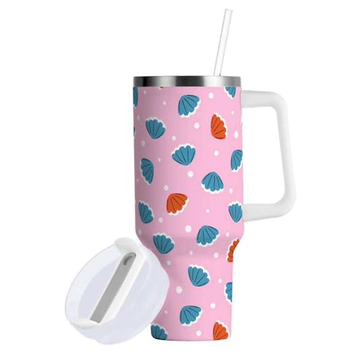 ARGTILDN 40 oz Tumbler Starfish Polka Dots Insulated Travel Mug with Handle and Straw Lid Stainless Steel Vacuum Coffee Cup Tea Beverage Container Water Bottles for Car Sports office