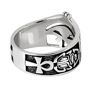 AeraVida Egyptian Eye of Horus Ankh Cross .925 Sterling Silver Ring | Classic Wedding Rings For Women | Gothic Comfort Fit Silver Rings for Women (6)