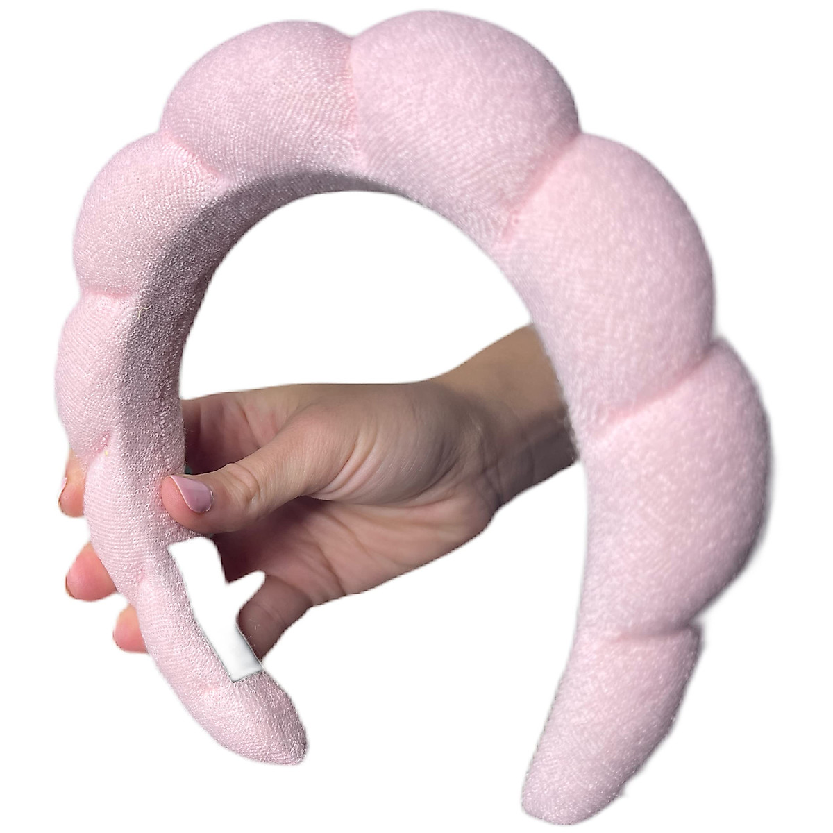 ORIGINAL Mimi and Co Spa Headband - Sponge & Terry Towel Cloth Fabric Head Band for Skincare, Face Washing, Makeup Removal, Shower, Facial Mask - Hair Accessories, Padded Headband, Croissant Headband