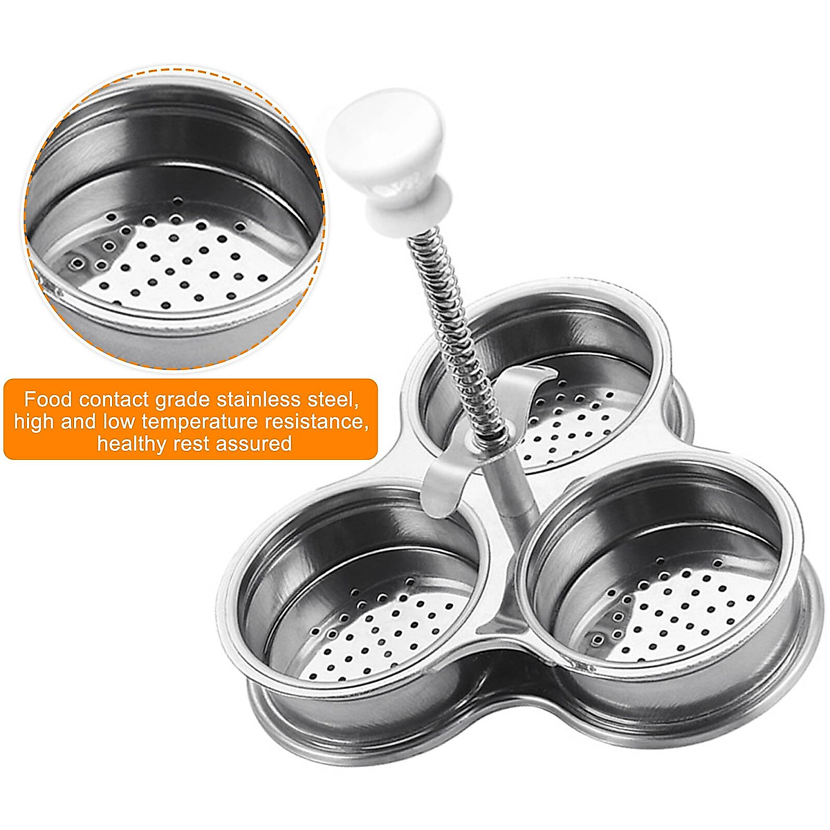 Sonhomay Egg Poacher, 3 Poached Eggs Cooker Egg Maker, Stainless Steel Egg Poaching Pan, Egg Poacher Pan Nonstick, Boiled Egg Cooker Egg Steamer with Rack for Microwave Oven Stovetop Steamer